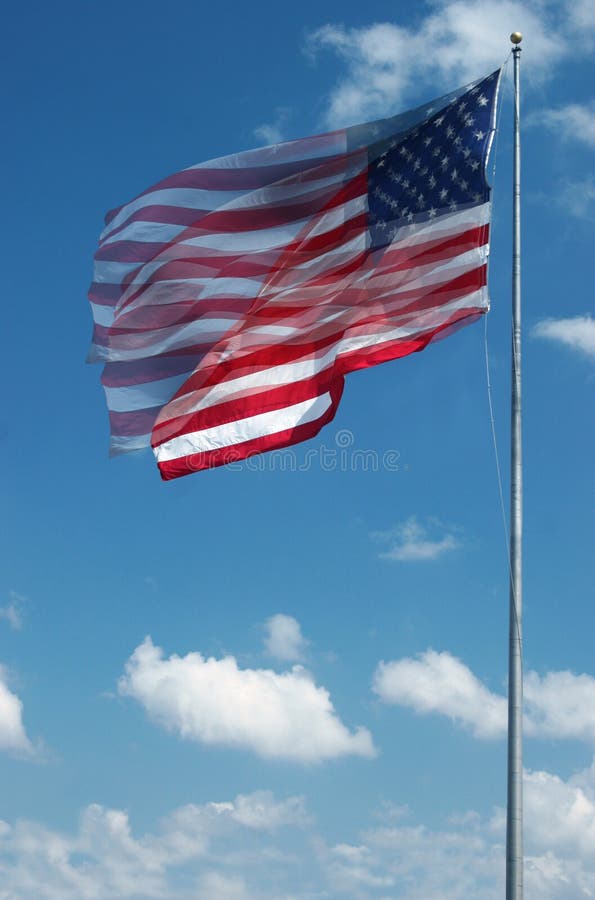 Large American Flag Waving in the Wind Stock Photo - Image of sequence ...