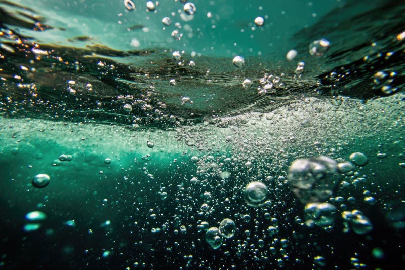 A Large Amount of Bubbles Rising from the Bottom of the Water Stock ...