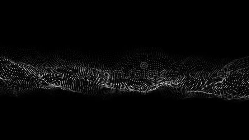 Large Amount of Data Moving Dots 3d. Abstract Black Background with ...