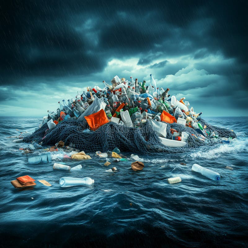 Large Amount of Plastic Garbage is Floating in the Ocean Stock ...