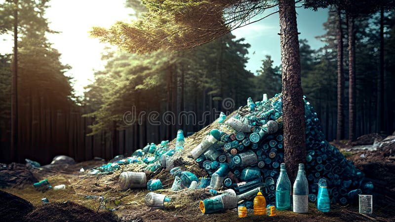 Large Amount of Plastic Trash Dumped on the Mountain. AI Generated ...
