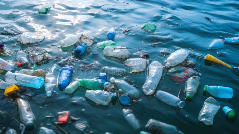 Large Amount of Plastic Trash Floating in the Sea. Plastic Waste ...