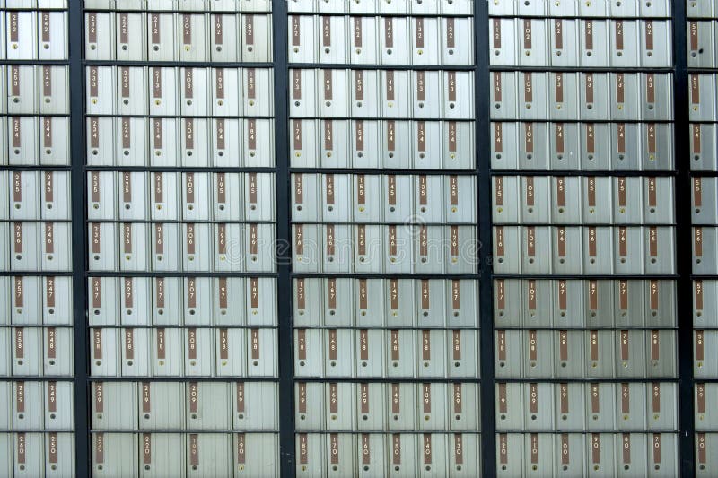 Large Amount of Post Office Boxes Letterboxes Stock Photo - Image of ...