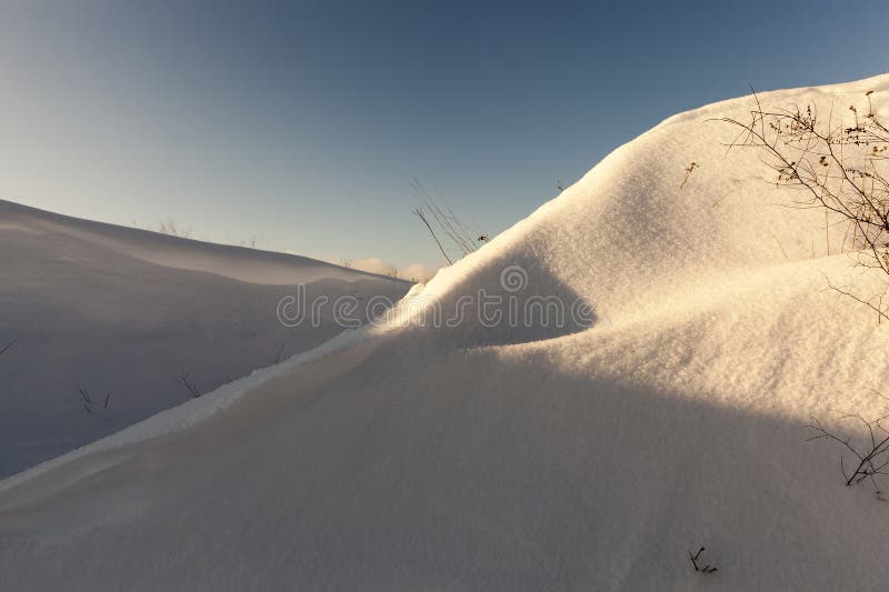 A Large Amount of Snow in Snowdrifts in Winter Stock Photo - Image of ...