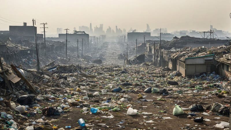 A Large Amount of Trash in a Large City Stock Illustration ...