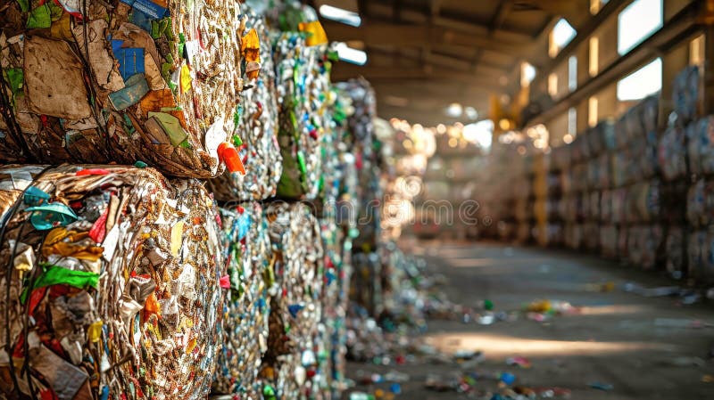 Large Amount of Trash Piled Up in a Warehouse at a Garbage Processing ...