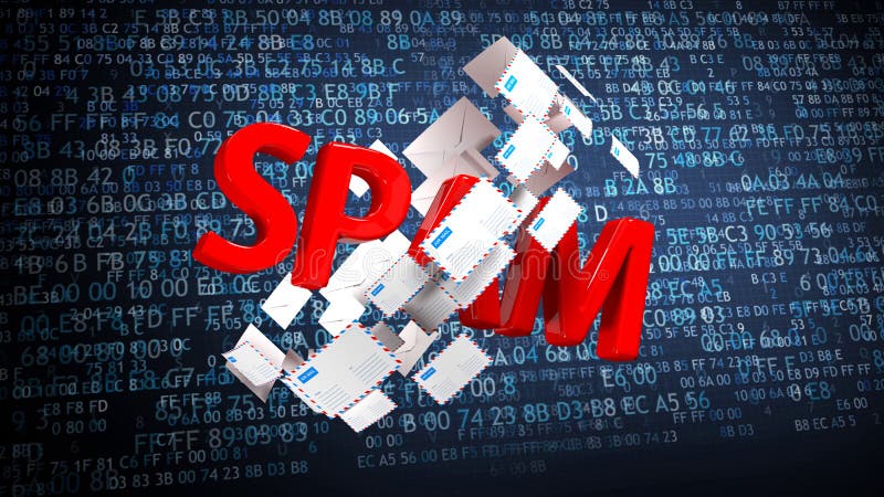 Large Amounts of Spam. Many Emails. Internet Threat. 3D Illustration ...