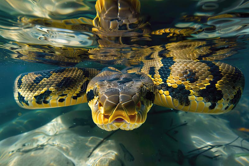 Anaconda Swimming Under Water, AI Generated Stock Illustration ...