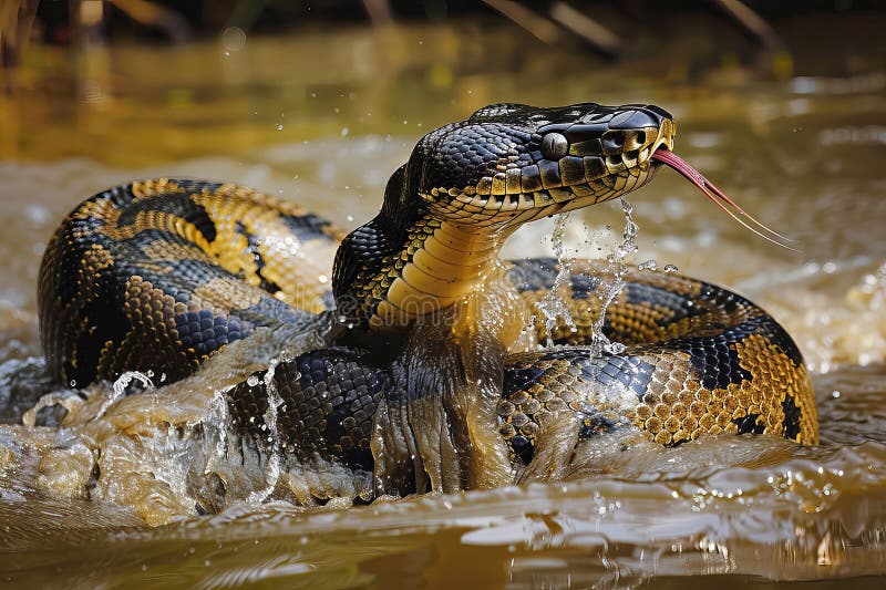 Anaconda in the Water, AI Generated Stock Illustration - Illustration ...