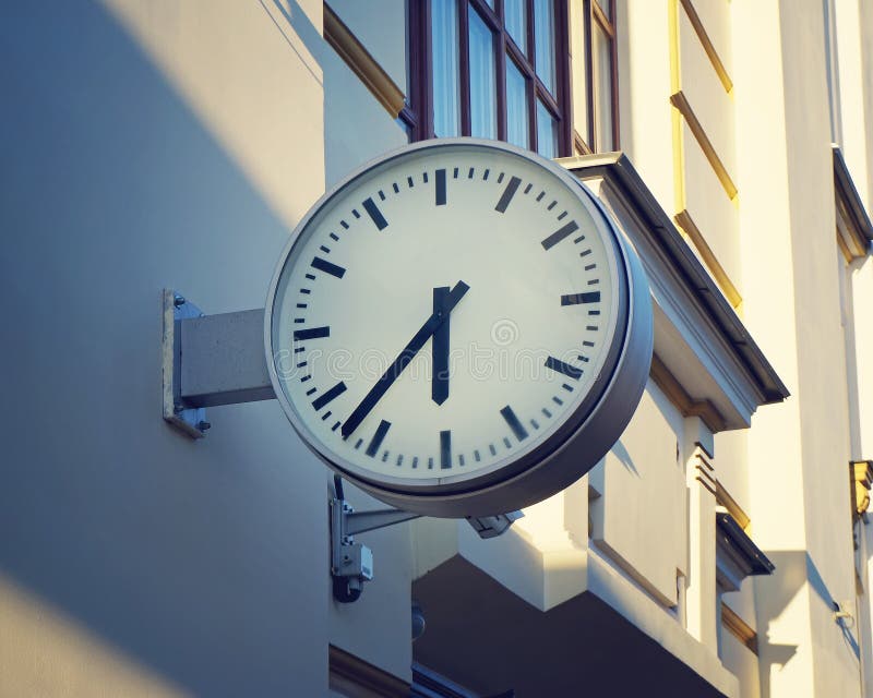Large Analog Clock at the Railway Station. Stock Photo - Image of road ...