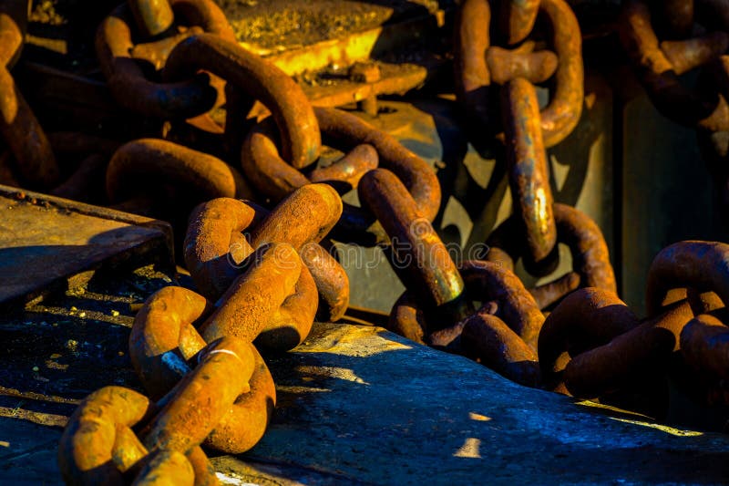 Large Anchor Chain on Deck of Battleship Stock Image - Image of large ...