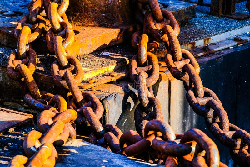 Large Anchor Chain on Deck of Battleship Stock Image - Image of ...