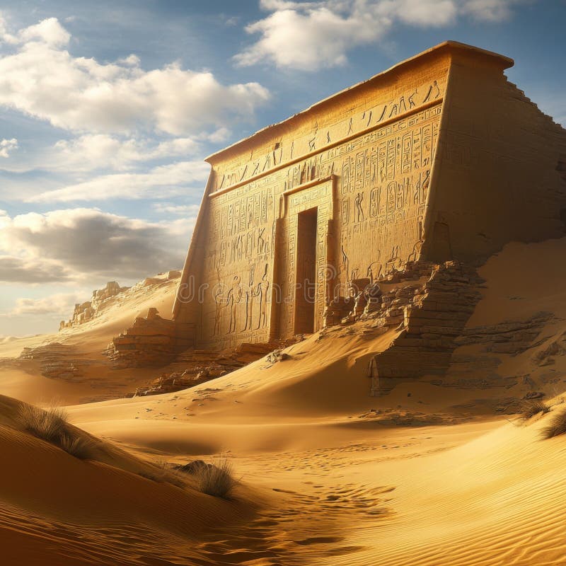 A Large, Ancient Building in the Desert Stock Illustration ...
