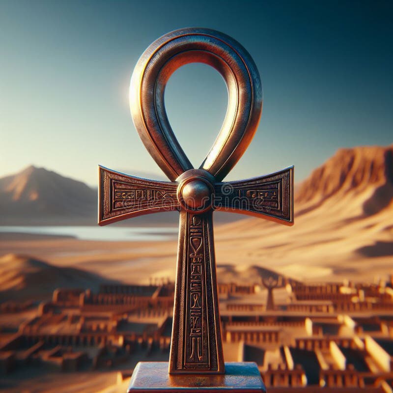 Large Ancient Egyptian Ankh Cross on an Atic Background Stock Photo ...