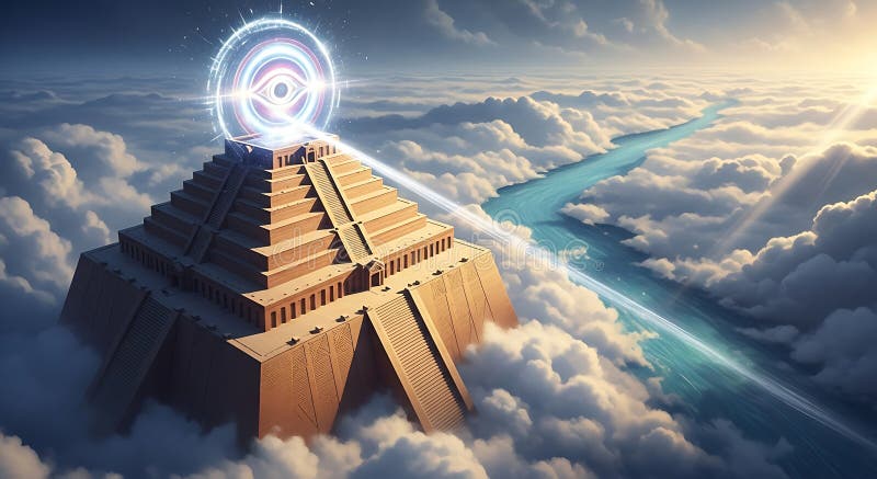 A Large, Ancient Pyramid Structure Extends Above Cloud Cover ...