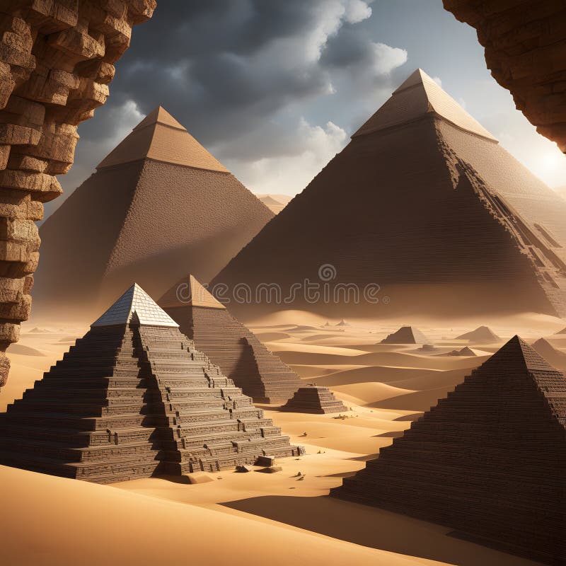 Large Ancient Pyramids, Ai-generatet Stock Illustration - Illustration ...