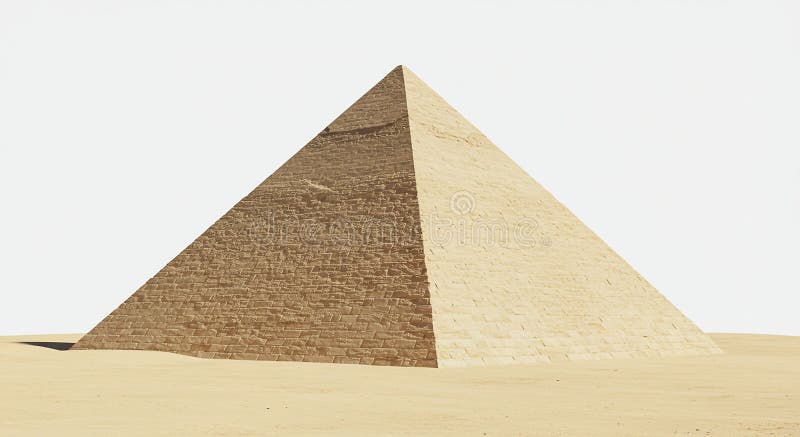 A Large, Ancient Stone Pyramid Stands on a Flat, Sandy Desert Terrain ...