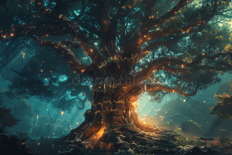 Colossal Ancient Tree Trunk Towers Stock Illustrations – 3 Colossal ...