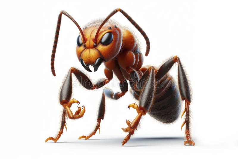Large Angry Ant Isolated on Solid White Background. Ai Generative Stock ...