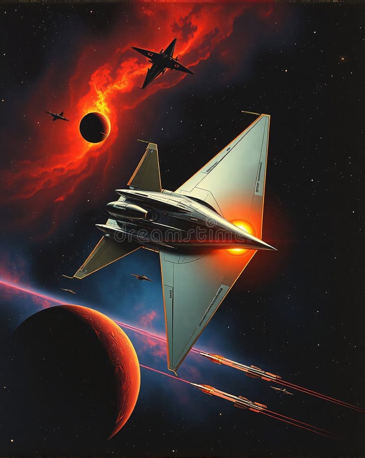 A Large, Angular Spaceship with Multiple Engines and Wings is ...