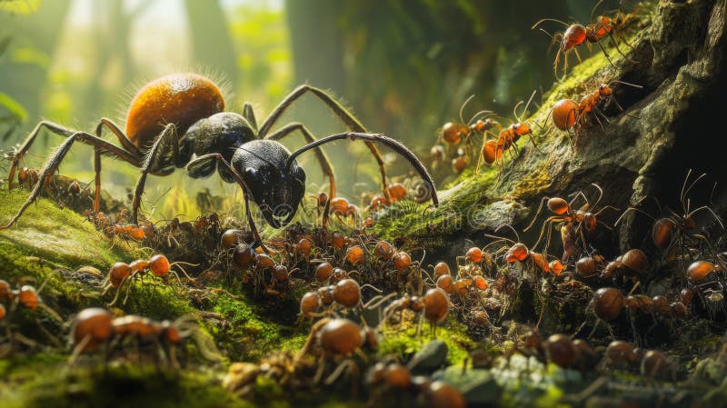 Large Ant Colony in Forest Sunlight Macro Photography Stock ...