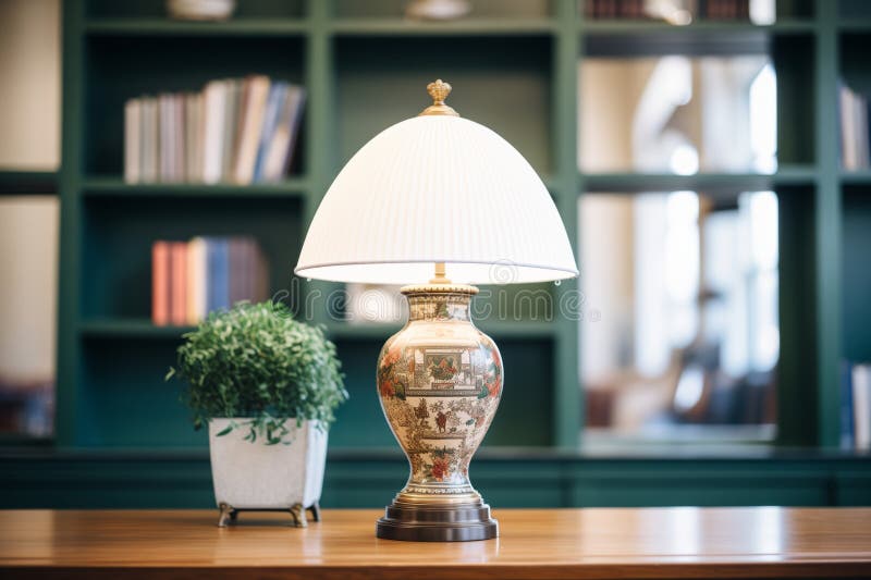 A Large Antique Lamp in a Library Stock Photo - Image of lamp ...