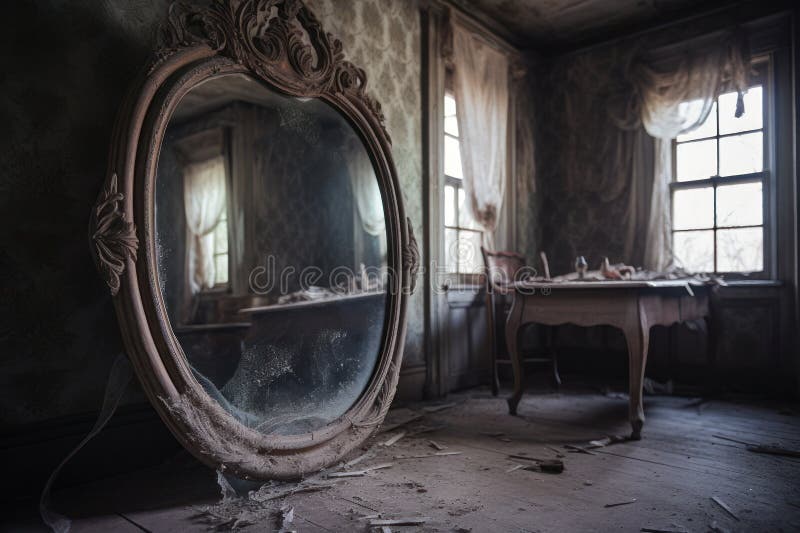Large Antique Mirror in Room Generative Ai Stock Illustration ...