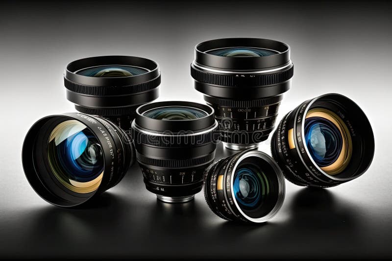 Large Aperture Lenses on a Black Background. Generative Ai Stock ...