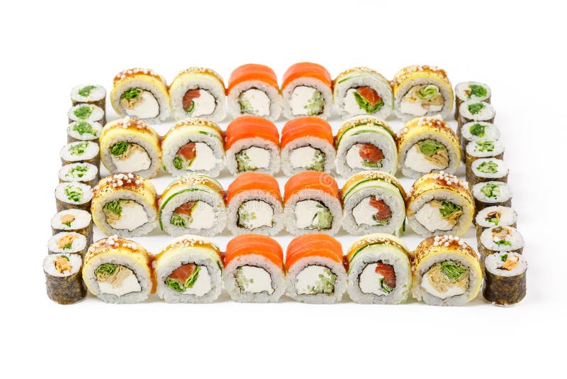 Large Appetizing Set of Rolls: Eel and Pear, Phyllo Roll with Shrimp ...