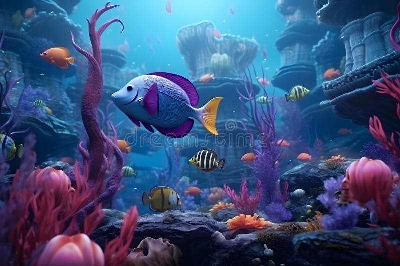 Large Aquarium Filled with Lots of Different Types of Fish. AI ...