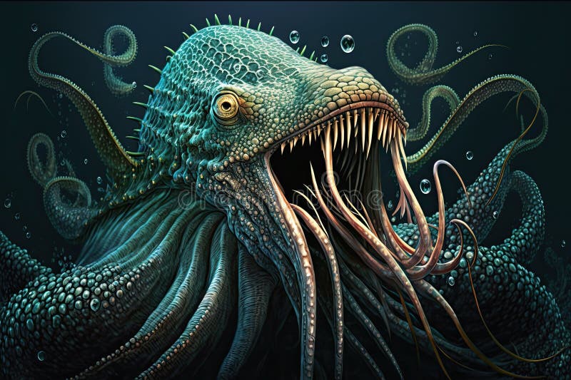 A Large, Aquatic Creature with Multiple Sharp Teeth Generative AI Stock ...