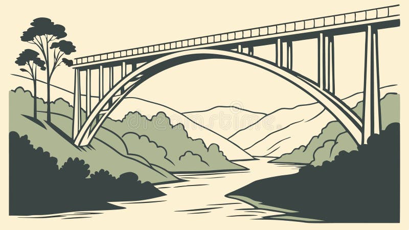 Large Arch Bridge Over Valley Illustration Stock Illustrations – 7 ...