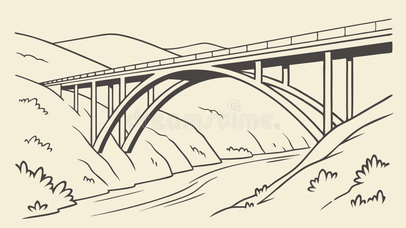 Large Arch Bridge Over Valley Illustration Stock Illustrations – 7 ...