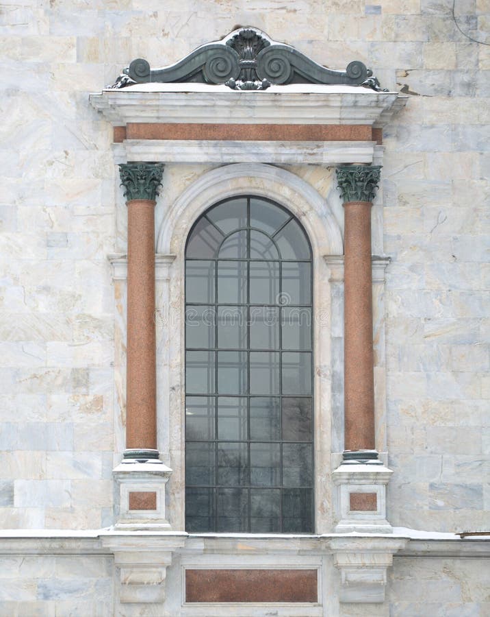 Large Arched Church Window with Ornament Stock Image - Image of facade ...