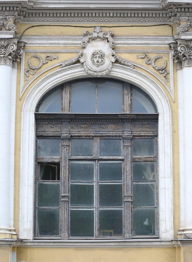 Large Arched Window of an Ancient Mansion Stock Image - Image of ...