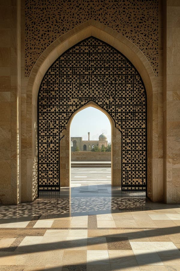 A Large Archway with a Black Metal Frame Stock Illustration ...