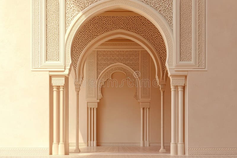 A Large Archway with a White Wall Behind it Stock Illustration ...
