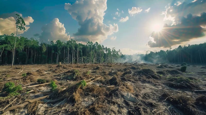 A Large Area of Forest Has Been Cleared Stock Photo - Image of large ...