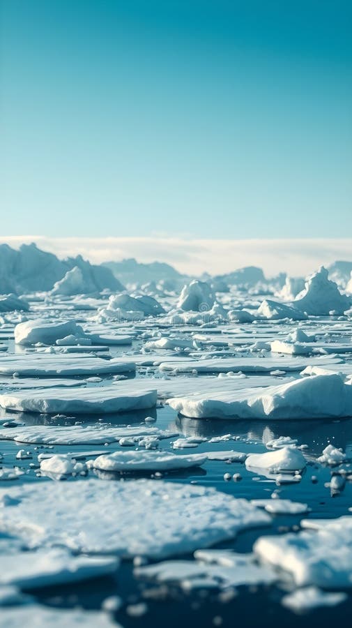 A Large Area of Melting Ice Caps Stock Illustration - Illustration of ...