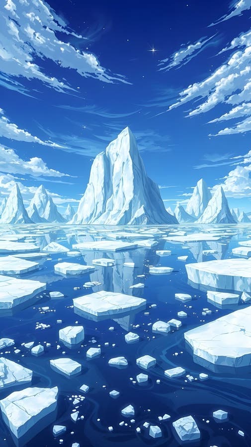 A Large Area of Melting Ice Caps Stock Illustration - Illustration of ...