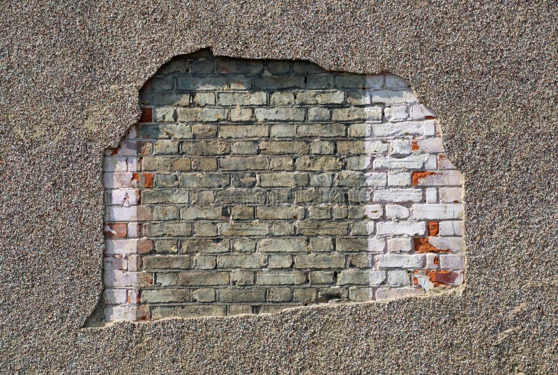 Damaged Rendering on House Exterior. Stock Image - Image of ...