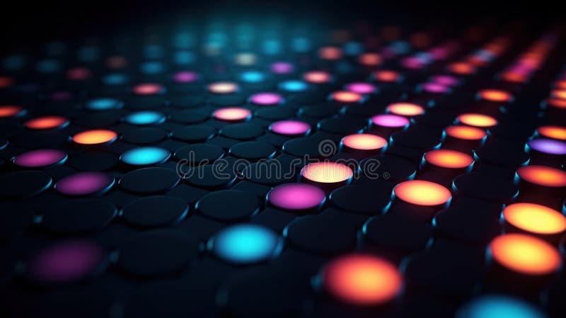 A Large Array of Colorful Circles on a Black Background with a Bright ...