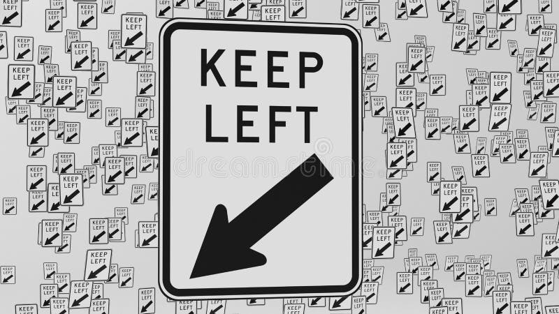 Large Array of Keep Left Traffic Signs Floating in White Space Stock ...