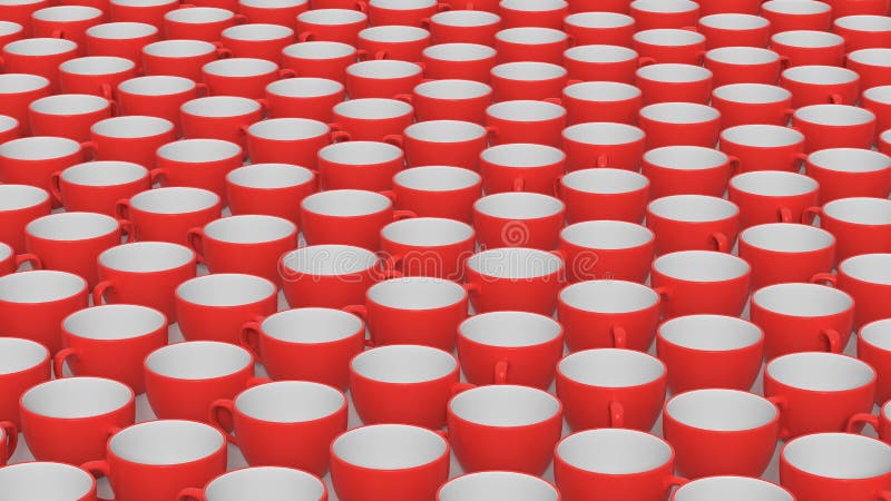 A Large Array of Red and White Ceramic Coffee Cups Stock Illustration ...