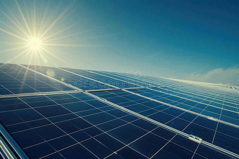 Large Array of Solar Panels Efficiently Harnessing Bright Sunlight for ...