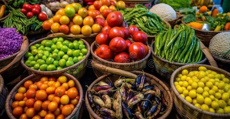 Large Asian Fruit and Vegetable Market - AI Generated Image Stock ...