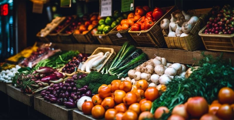 Large Asian Fruit and Vegetable Market - AI Generated Image Stock ...