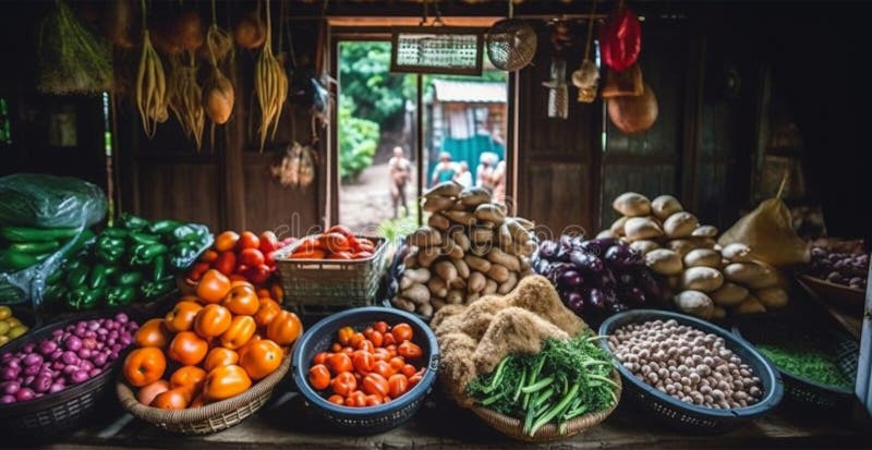Large Asian Fruit and Vegetable Market - AI Generated Image Stock ...