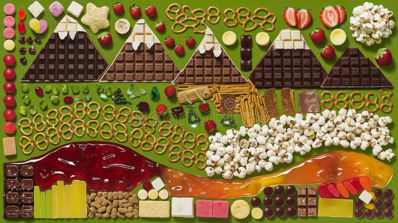 Large Assortment of Food. Food Art Stock Illustration - Illustration of ...