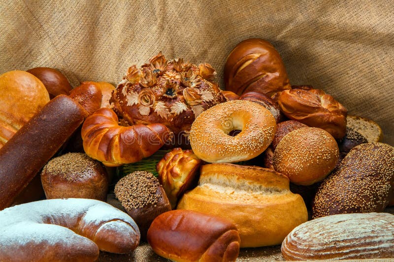 A Large Assortment of Various Bakery Products. Composition of Bakery ...